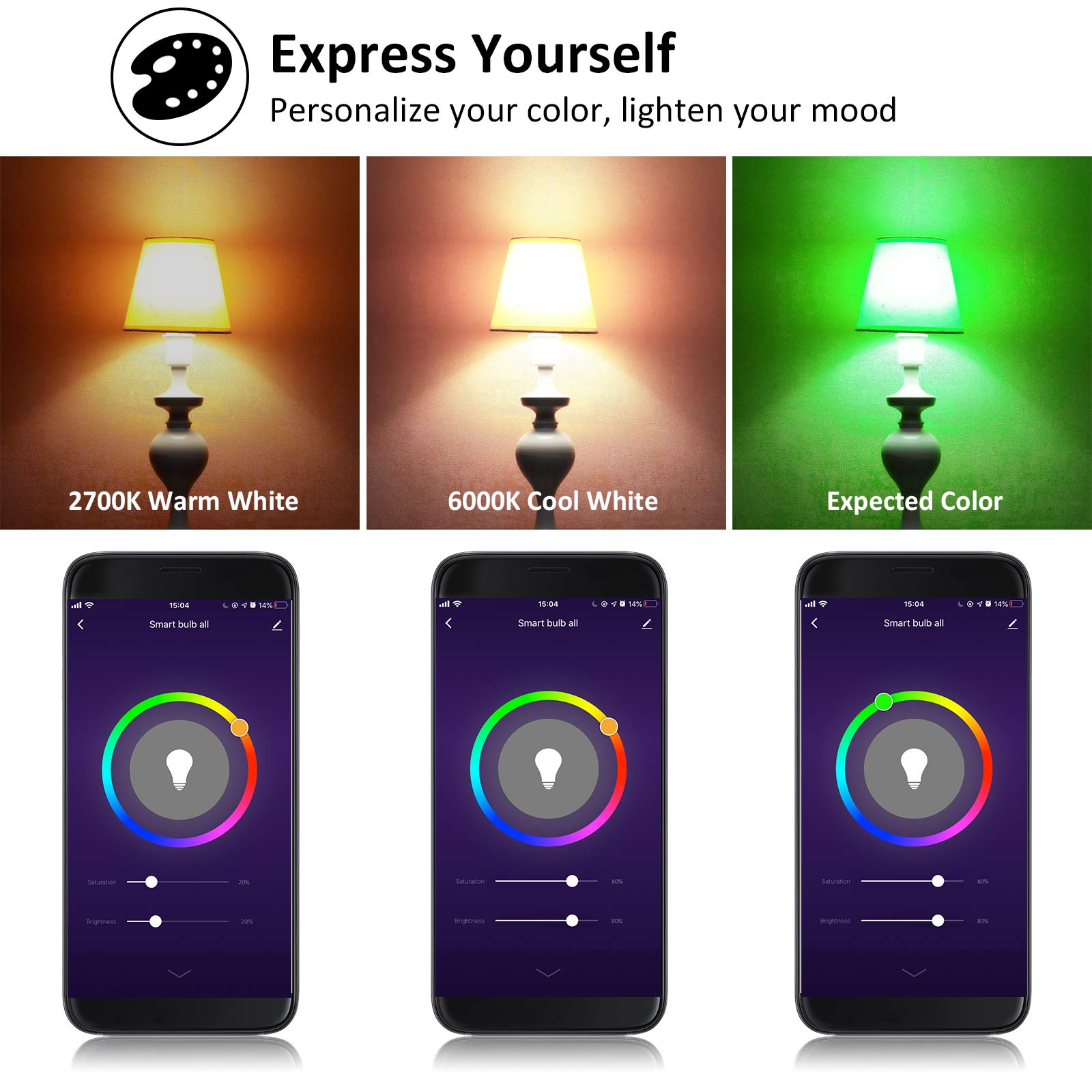 Smart Alexa Light Bulb,16W(150W Equivalent)1600Lumen Ultra Bright E26 A19 Led Full Color Changing WiFi Light Bulb,Smart Bulb Work with Alexa,Google(No Hub Required),High Lumen Smart Light Bulbs