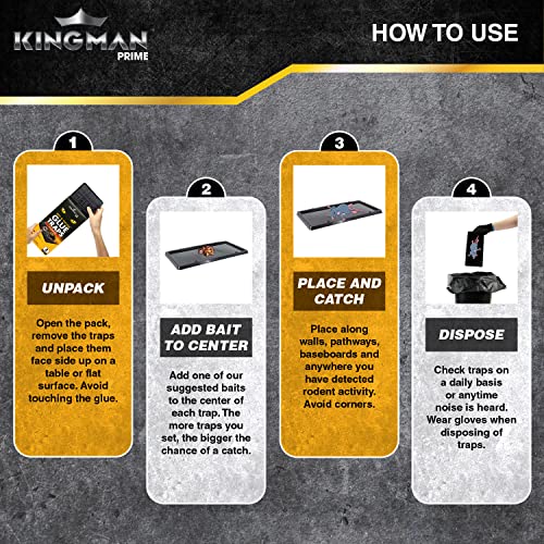 Kingman Prime Rat Mouse Rodent Pest Glue Trap (Large Size) Tray Heavy Duty (5 Pack/ 10Traps) with Connectors