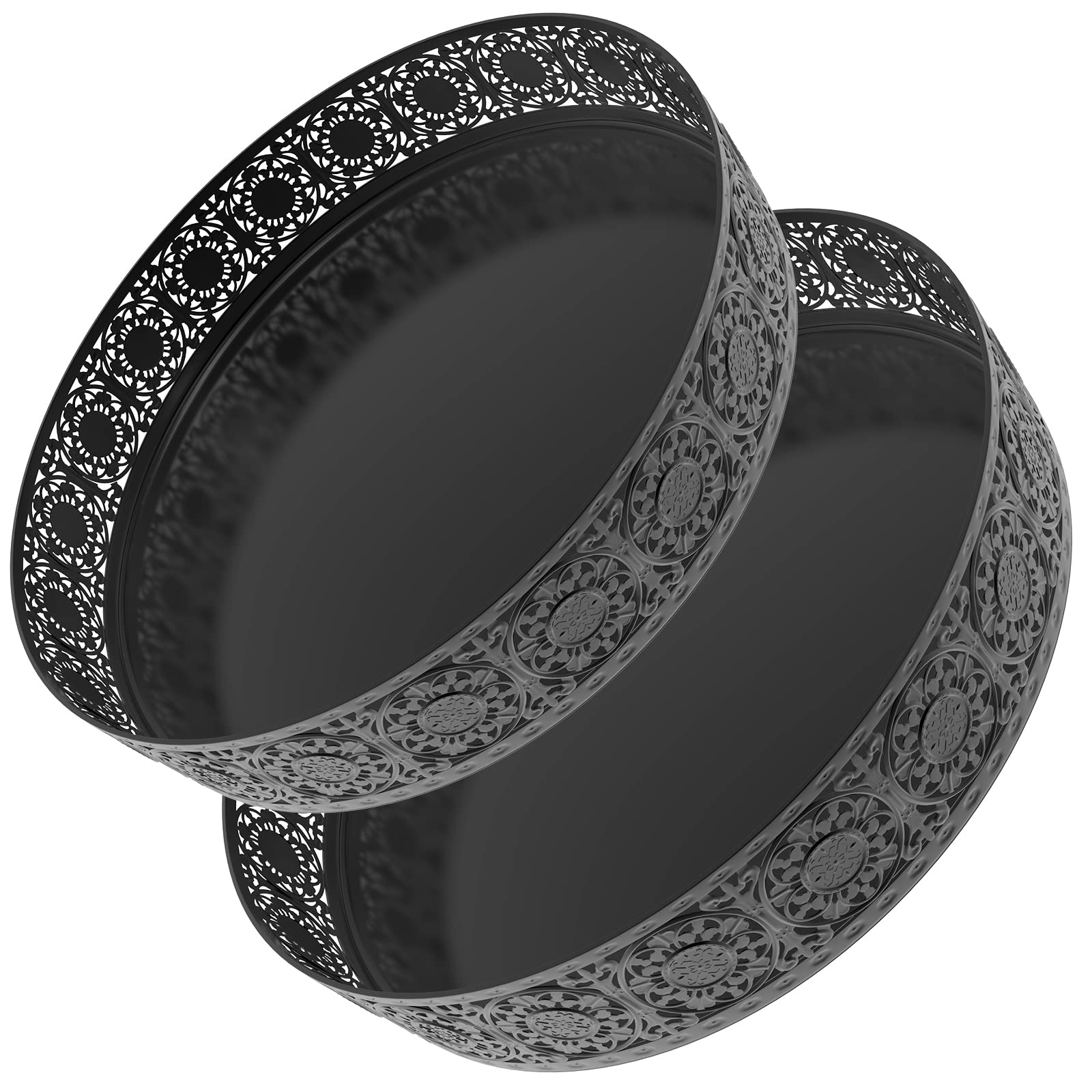 ITWIST Lazy Susan Organizer(2Pack), 11+12In Lazy Susan Turntable for Cabinet, Turntable Organizer with Non-Slip Pad,Spice Rack Organizer for Kitchen, Fridge,Bathroom, Pantry,Vanity (Flower-Black)