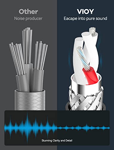 VIOY Headphone Extension Cable 10FT,[Copper Shell, Hi-Fi Sound] 3.5mm Male to Female Stereo Audio Cable Nylon Braided Aux Cord for Smartphones, Tablets, Media Player