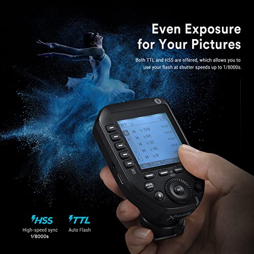 Godox XProII-S Wireless Flash Trigger for Sony Cameras, 2.4G TTL Wireless Flash Transmitter HSS 1/8000S, TCM Transform Function, Bluetooth Connection, New Hotshoe Locking, Large LCD Display