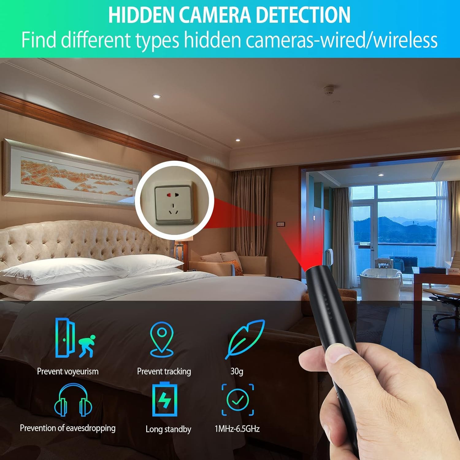 Honvinor Hidden Camera Detectors 4-in-1 PRO Detection Modes Hidden Device Detector Anti-Eavesdropping/Peeping/GPS Tracking Spy Camera Detector Protect Privacy Security Anti Spy Detector Bug Detector