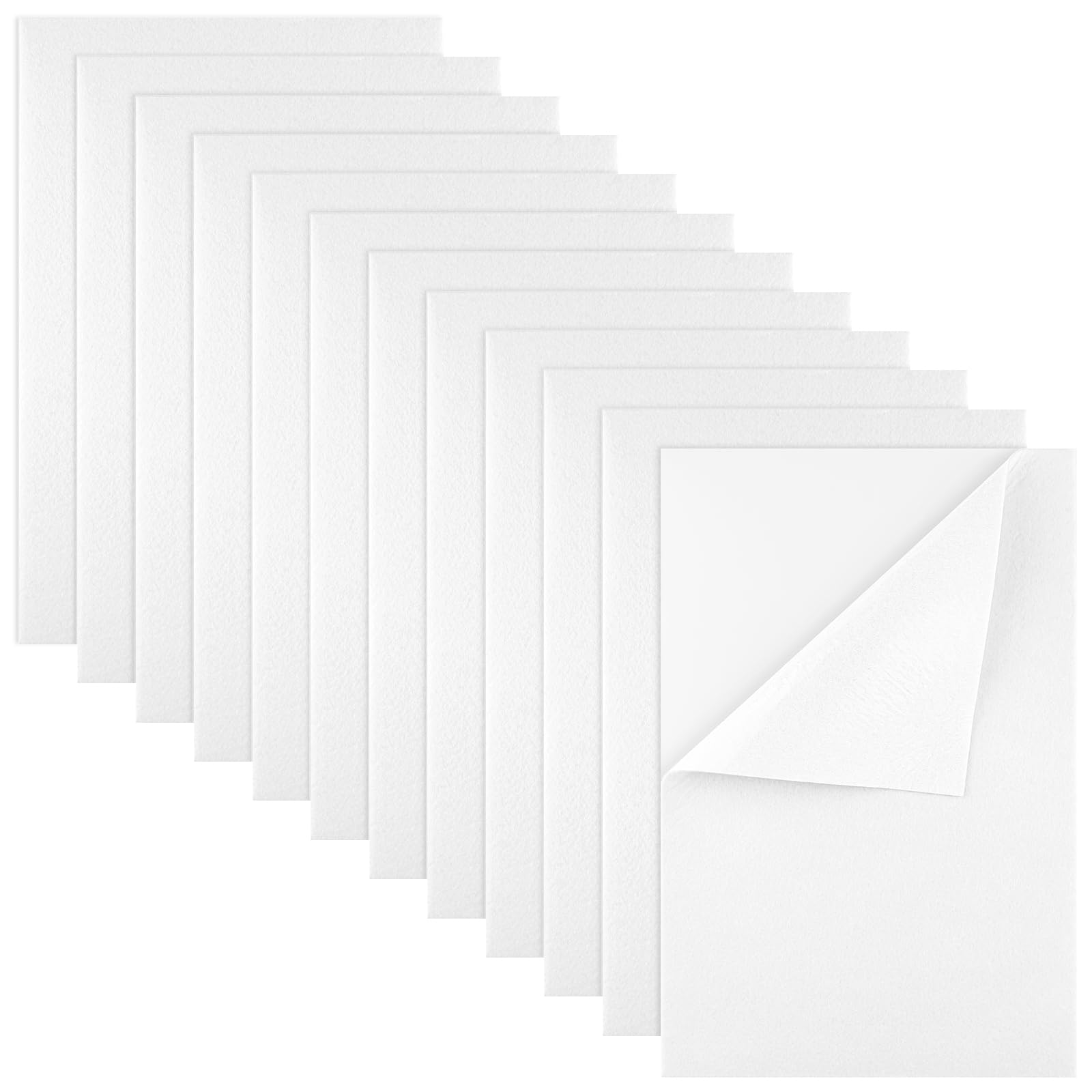 Morcheiong 12 Pcs Self Adhesive Felt Sheet Soft Felt Sheets with Adhesive Backing for Art Project and Sewing DIY Craft(11.8"x7.9"/30x20cm)- White