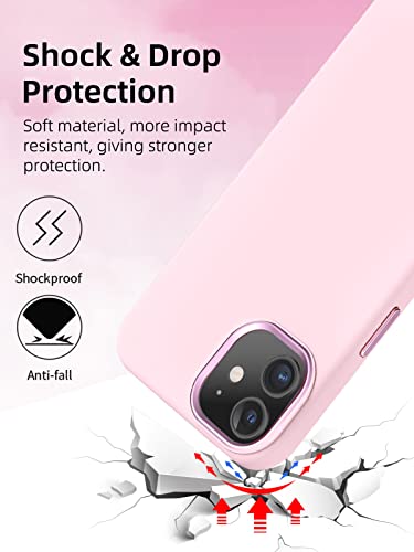 Ownest Compatible for iPhone 12 Case and iPhone 12 Pro Case 6.1 Inch with Silicone Shockproof Protective Slim Phone Case for iPhone 12/12 Pro with [Soft Touch Microfiber Lining]-Light Pink