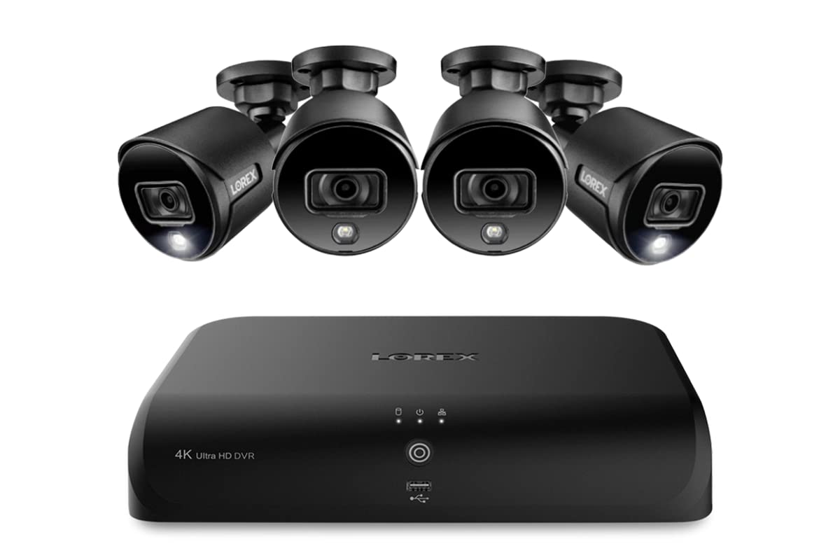 Lorex D4K2AD-84B 4K 8-Channel 2TB Wired DVR System with 4X Black Analog Active Deterrence Security Cameras