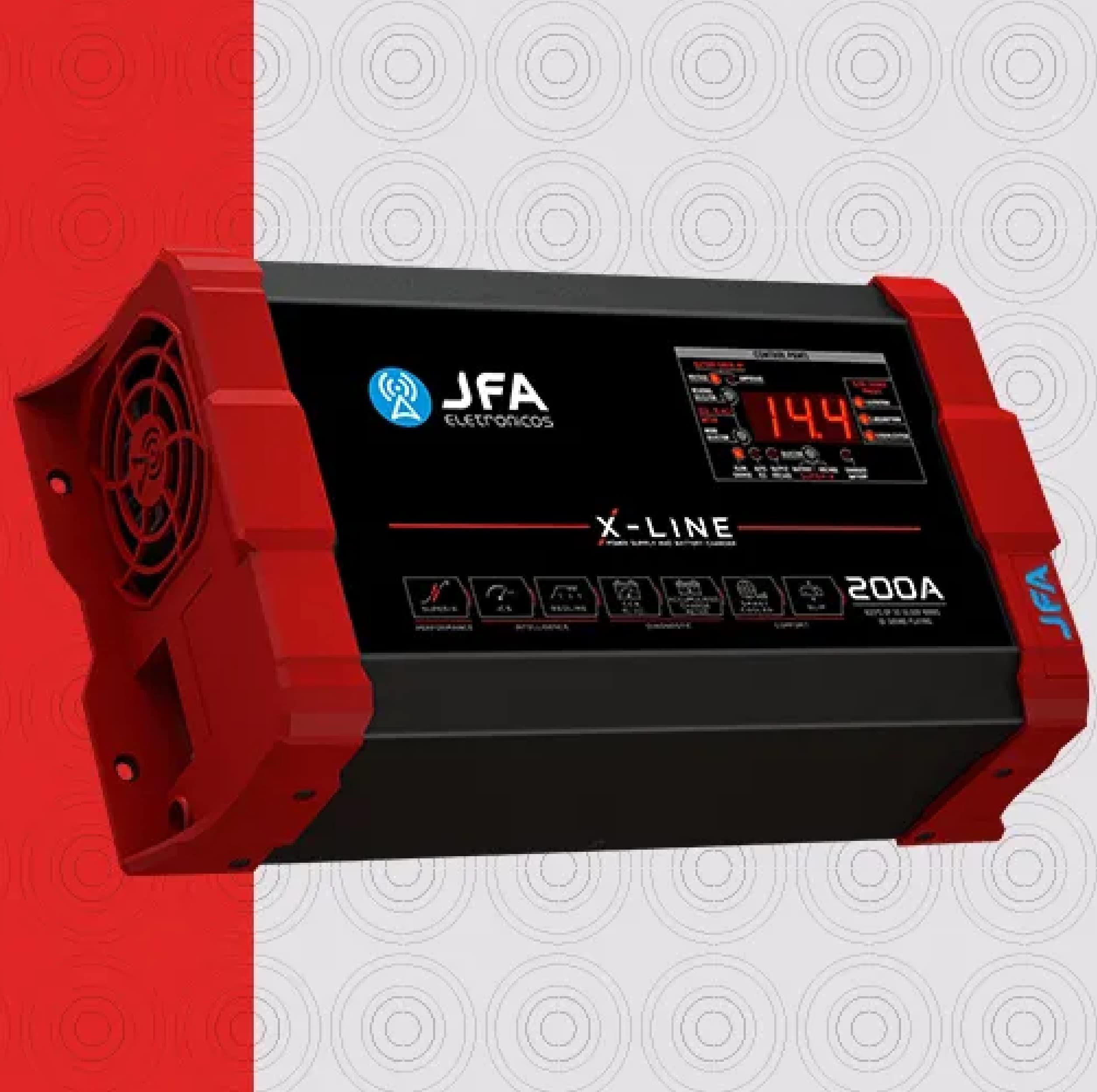 JFA Power Supply and Charger 200A X-LI Intelligent Ventilation Battery Charge System with Dynamic PWM Control Compact Design Maintains up to 10.000 WRMS of Sound Playing