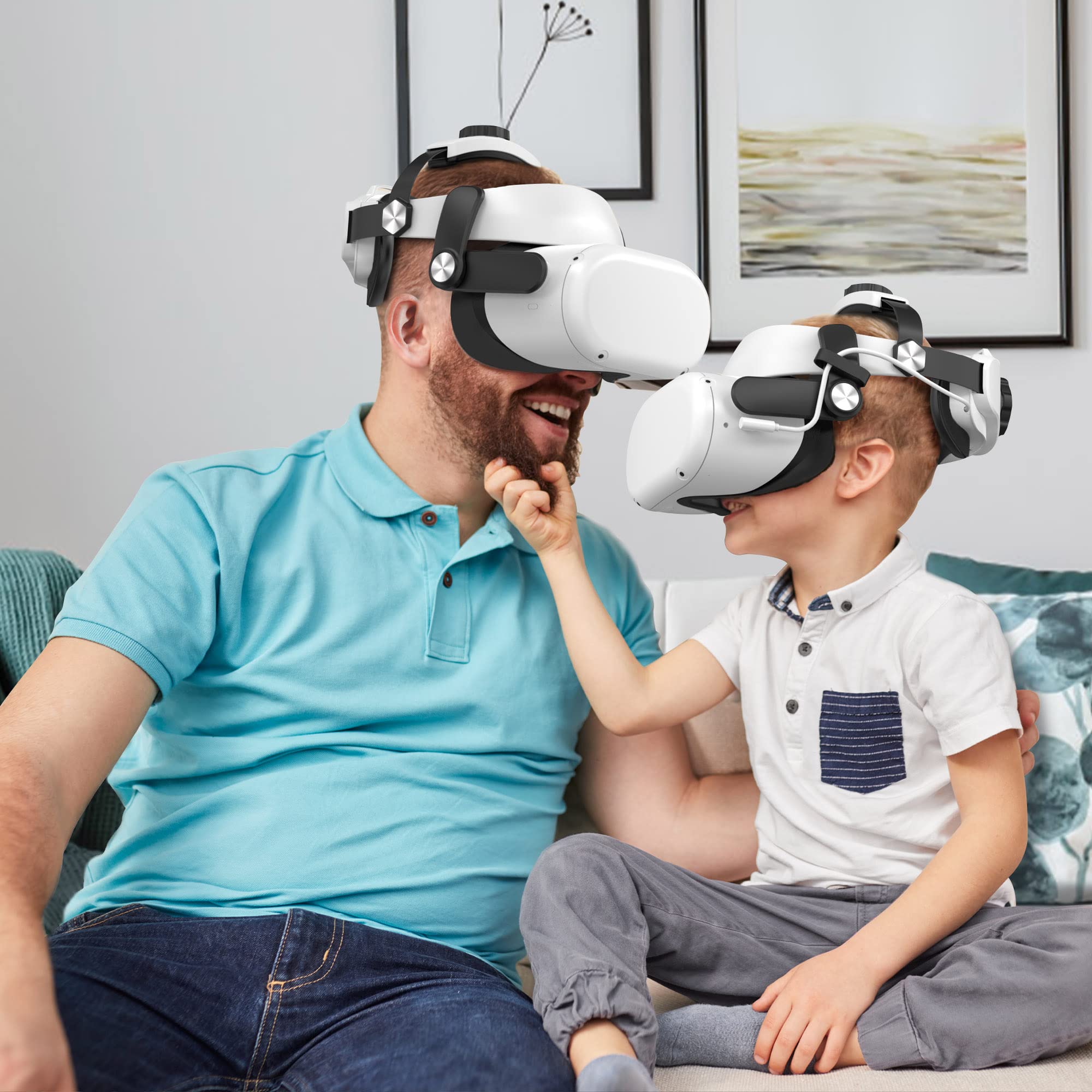 Head Strap for Meta/Oculus Quest 2 with 5300mAh Battery Pack, Rechargeable Power Bank Extend Playtime, Enhanced Support & Gaming Immersion & Balance Weight Design in VR Accessories for Adults & Kids