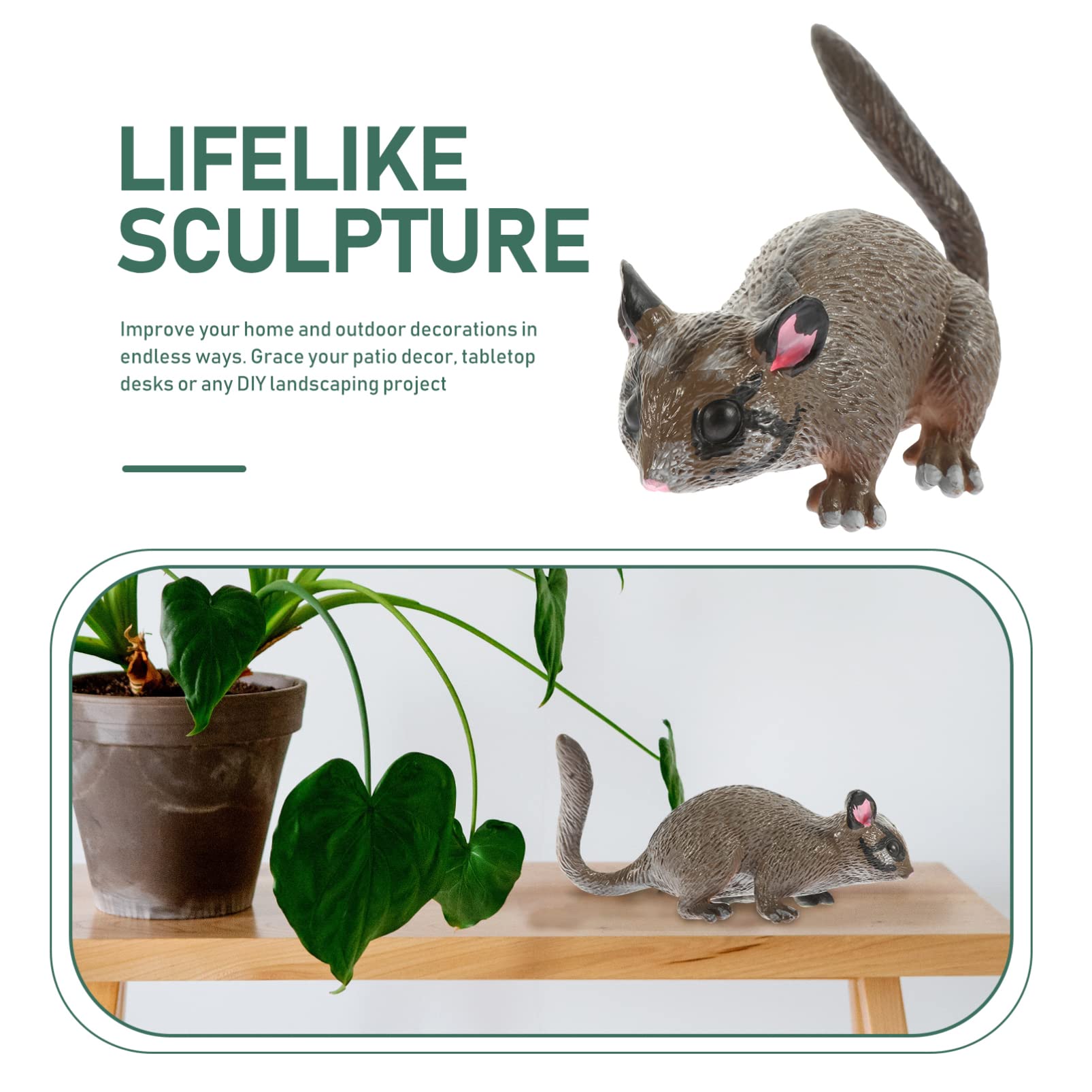 Healifty Rat Plush Sugar Glider Figurine Squirrel Statue Sugar Glider Figure Flying Squirrel Figurine Squirrel Figure Animal Squirrel Tabletop Decor