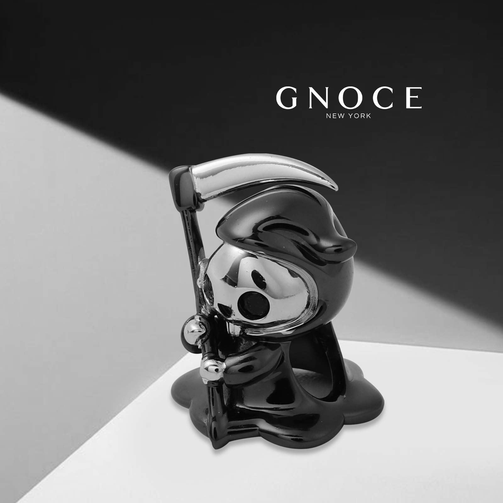 GNOCE Little Ghost Charm Bead Sterling Silver Black Plated Charm Fit Bracelet/Necklace For Women Wife