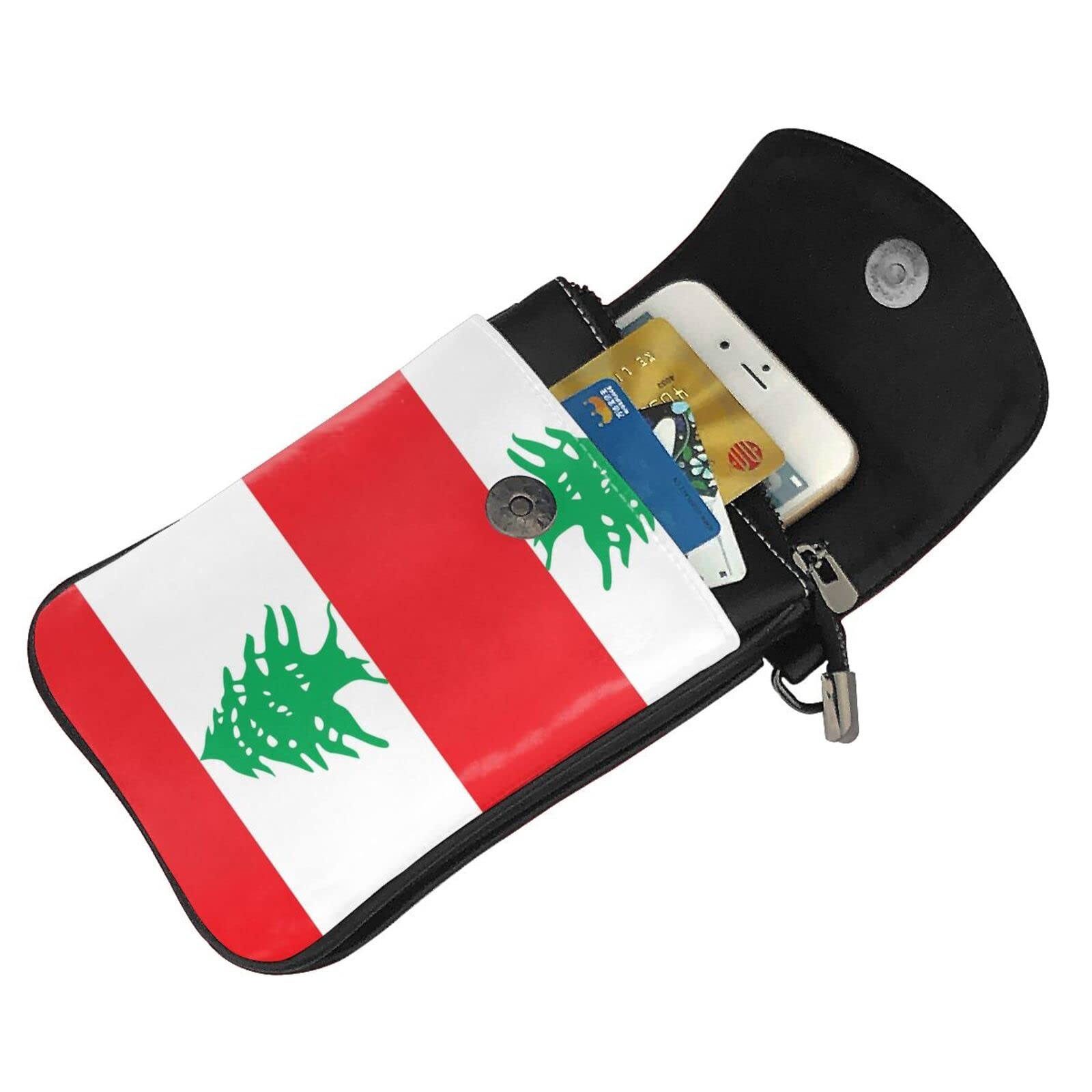 Lebanese Flag Small Crossbody Bag Cell Phone Pouch for Women Wallet Bag Coin Purse