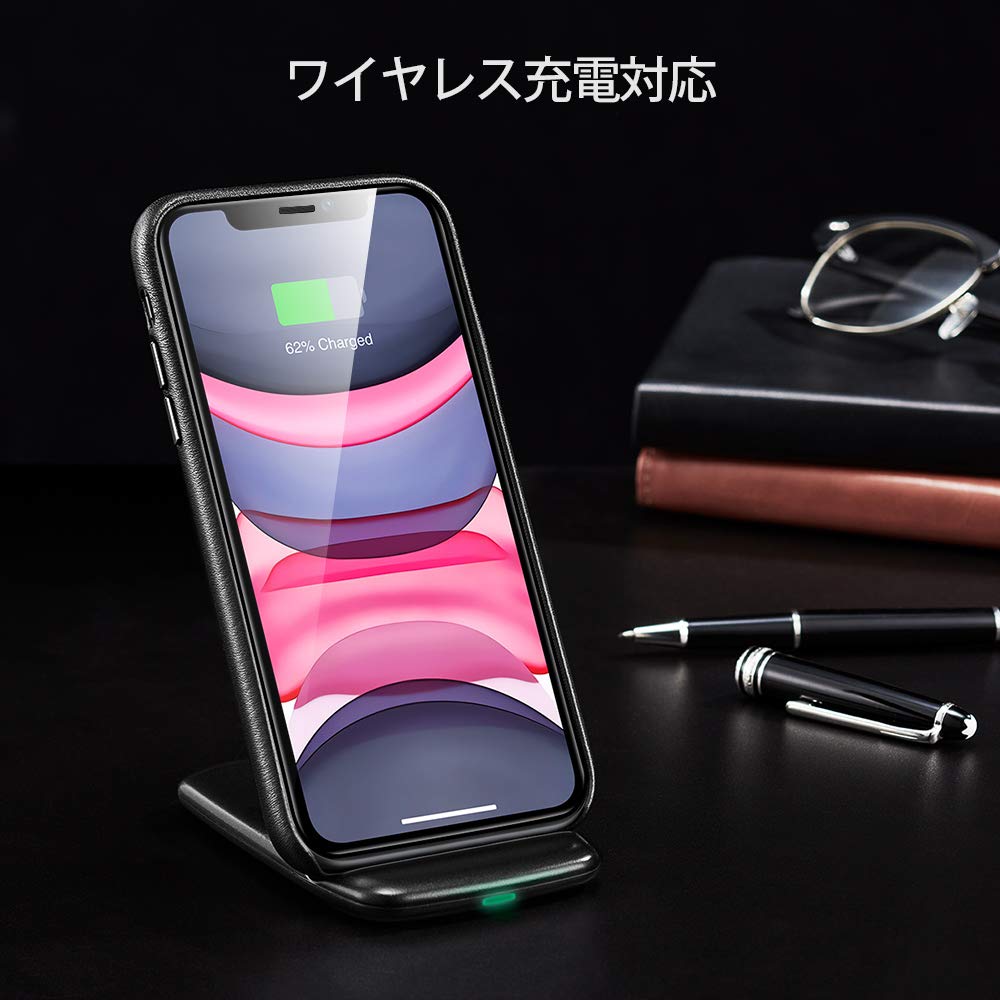 ESR Premium Real Leather Case Compatible with iPhone 11 - Slim Full Leather Phone Case [Supports Wireless Charging] [Scratch-Resistant] Protective Case for iPhone 11 6.1" 2019 - Black
