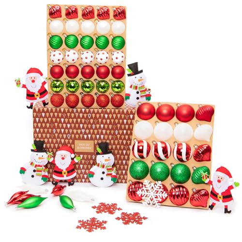 Every Day is Christmas Deluxe 80 Piece Set of Shatterproof Ornaments, Full Tree Ornament Set, Christmas Balls and Decorations (Gold-Silver)