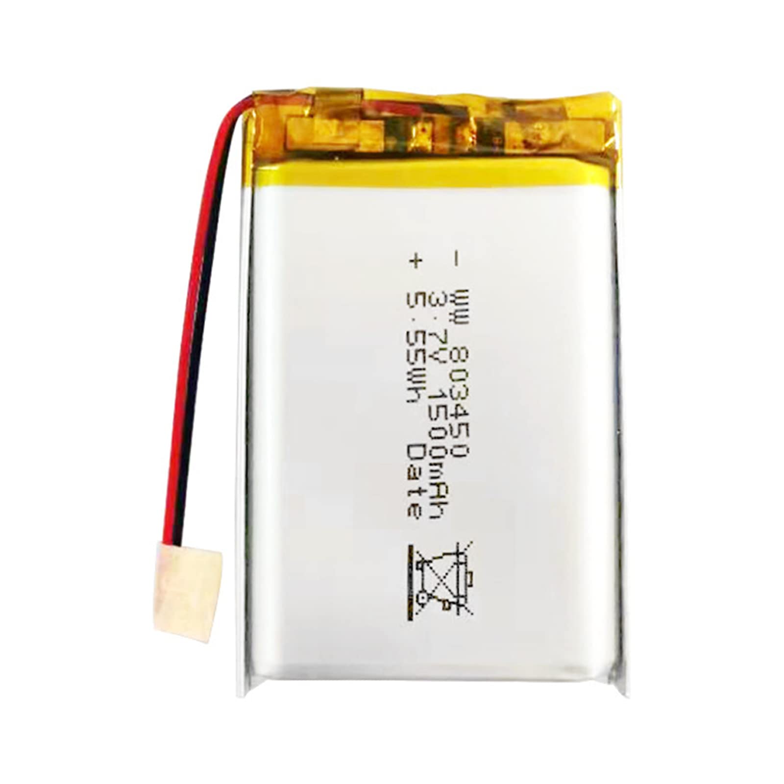 Jieoto 3.7V 1500mAh 803450 Lithium Polymer ion Battery Pack Rechargeable Polymer Battery with Protection Board(2 pcs)