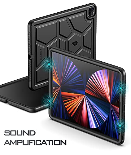 Poetic TurtleSkin Case Designed for for iPad Pro 12.9 6th Generation 2022 / 5th Gen 2021 / 4th Gen 2020 / 3rd Gen 2018, Rugged Shockproof Drop Protection Kids Friendly Silicone Cover Case, Black