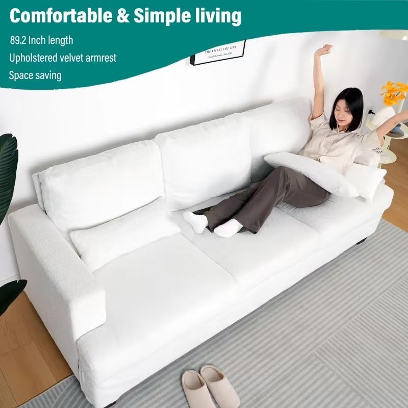 Kikihuose Modular Sectional Sofa Couch, L Shaped Couch with Storage Ottoman, Convertible Sofa with Chaise, Modern 3 Seater Comfy Couch for Living Room, Apartment, Small Space, White