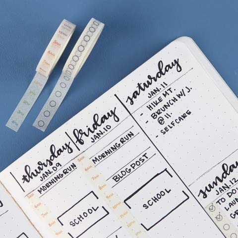 Erin Condren Designer Washi Tape Duo - Checklist and Hourly Layouts, 2 Rolls, 16 Feet Each. Decorative Adhesive Tape for Customizing Notebooks, Calendars, Agendas, and More