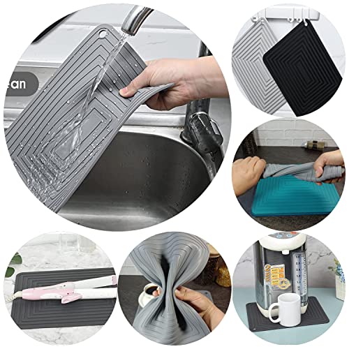 Silicone Trivets Mats Kitchen Tool Set 3 Pcs, Large Silicone Trivets for Hot Dishes,Silicone Trivets for Hot Pots and Pans, Silicone Trivet Mats Set About 9"X12", Black Silicone Hot Pads for Kitchen
