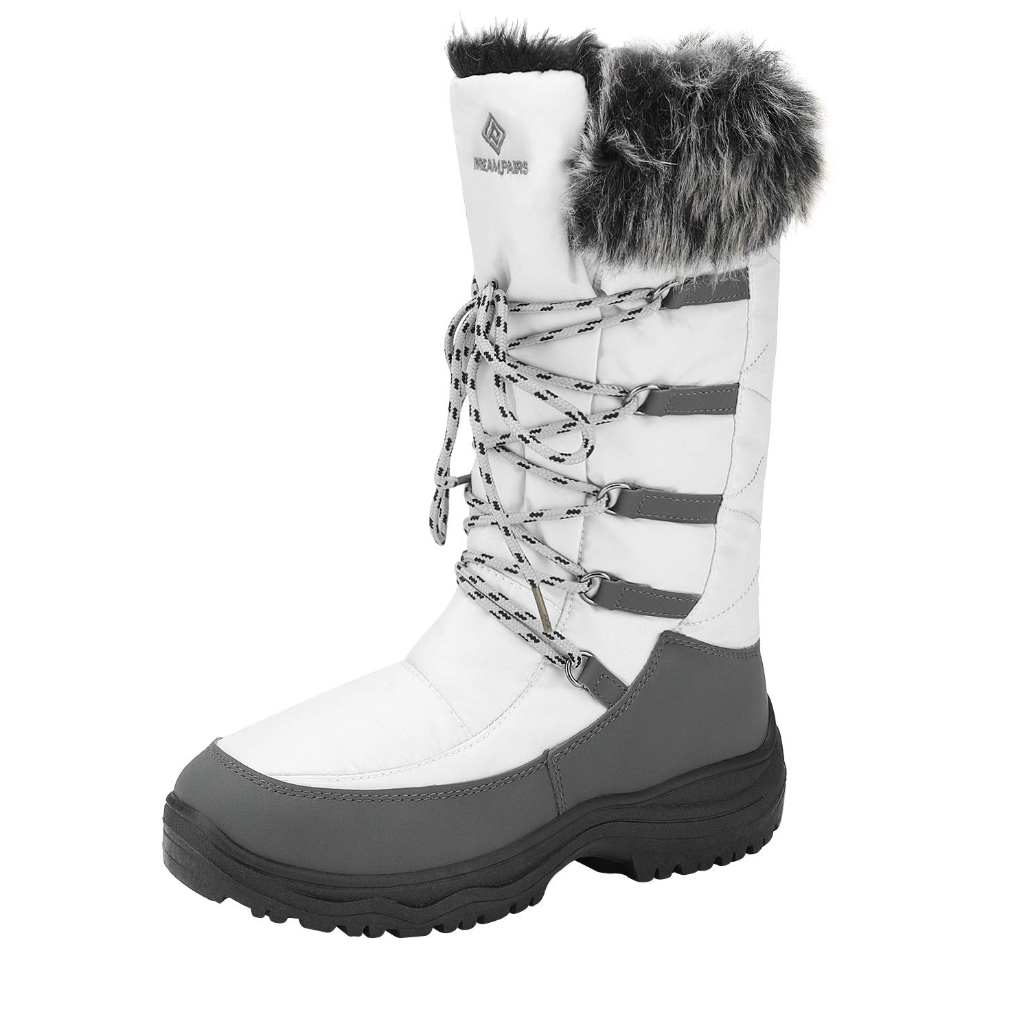 DREAM PAIRS Women's Warm Faux Fur Lined Mid-Calf Winter Snow Boots,Size 7,GREY/TAUPE,MAINE