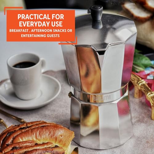IMUSA Extra Large Aluminum Stovetop 12-cup Classic Italian and Cuban Espresso Maker, Silver