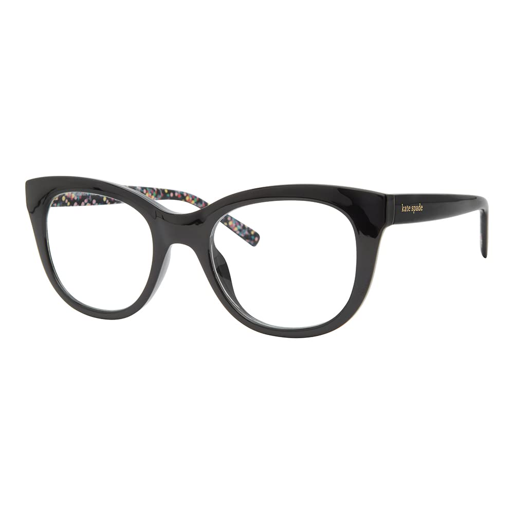 Kate Spade New York Women's Odessa Blue Light Readers Oval Modified Reading Glasses, Black/Demo Lens, 50mm, 20mm + 1.5