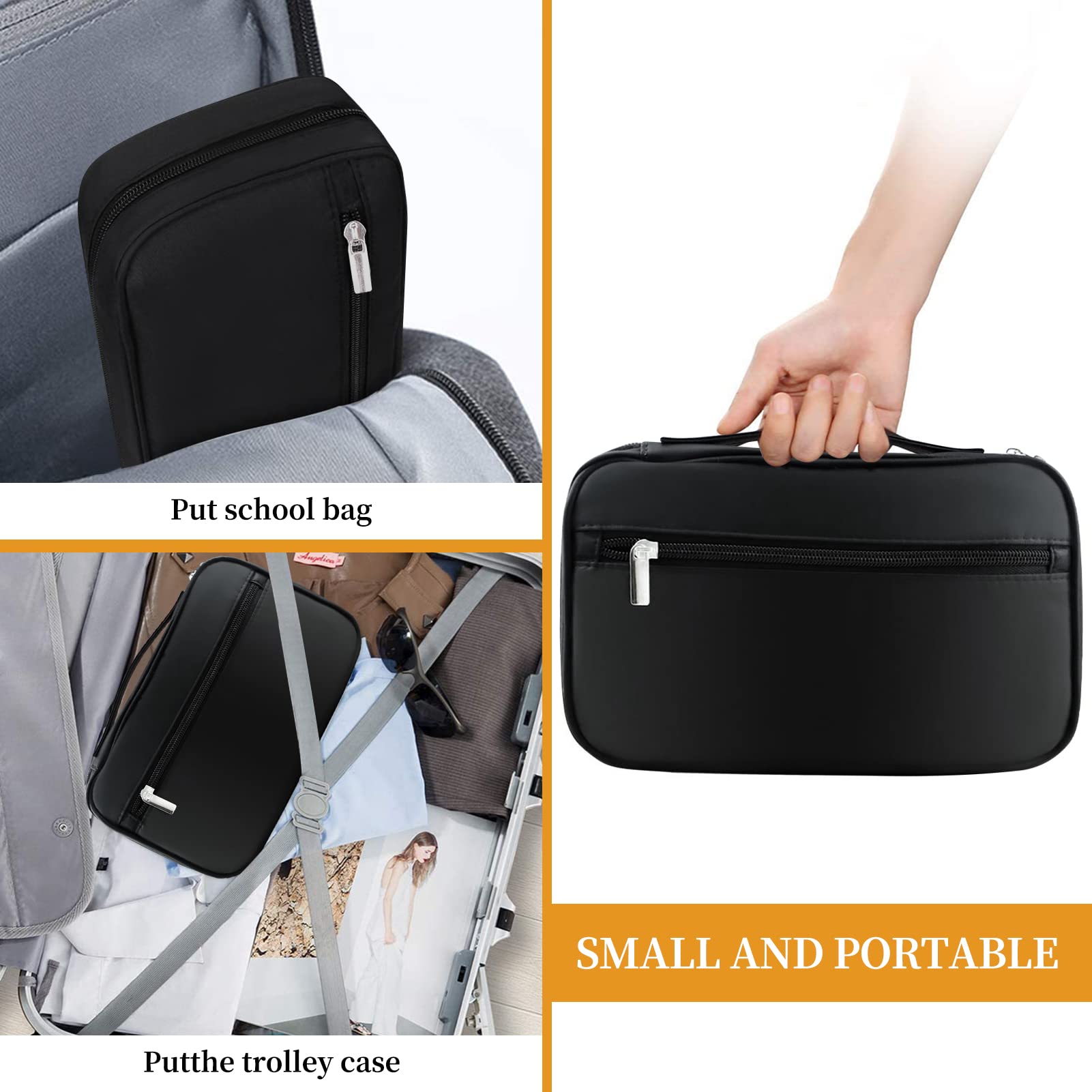 GoodSing Makeup Brush Bag, Portable Makeup Bag with Brush Organizer Large Capacity Travel Brush Storage Organizer Pouch with Small Mesh Cosmetic Bag, Black