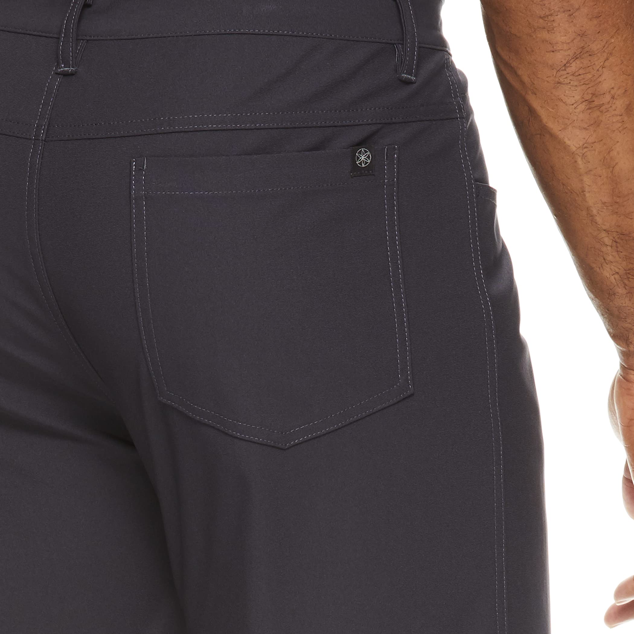 Gaiam Men's Skinny Yoga and Travel Pants - Solid Stretch Golf and Work Pant with Pockets - Traveler Pant Ebony , 38"