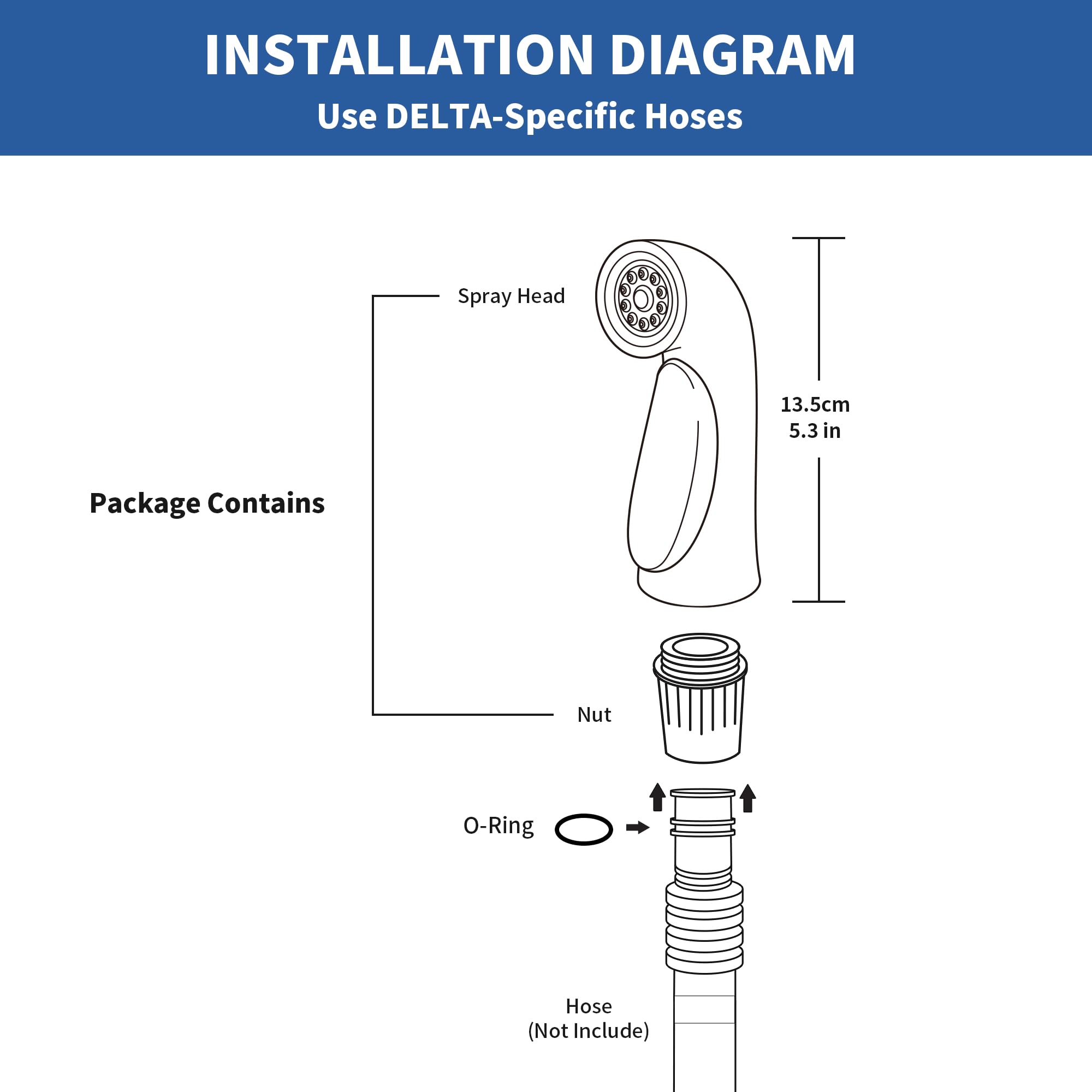 Kitchen Sink Sprayer Replacement for Delta Faucet RP53880SS Kitchen Faucet Sprayer Replacement for Delta Faucet Side Sprayer Replacement, Hose Not Included, Brushed Nickel