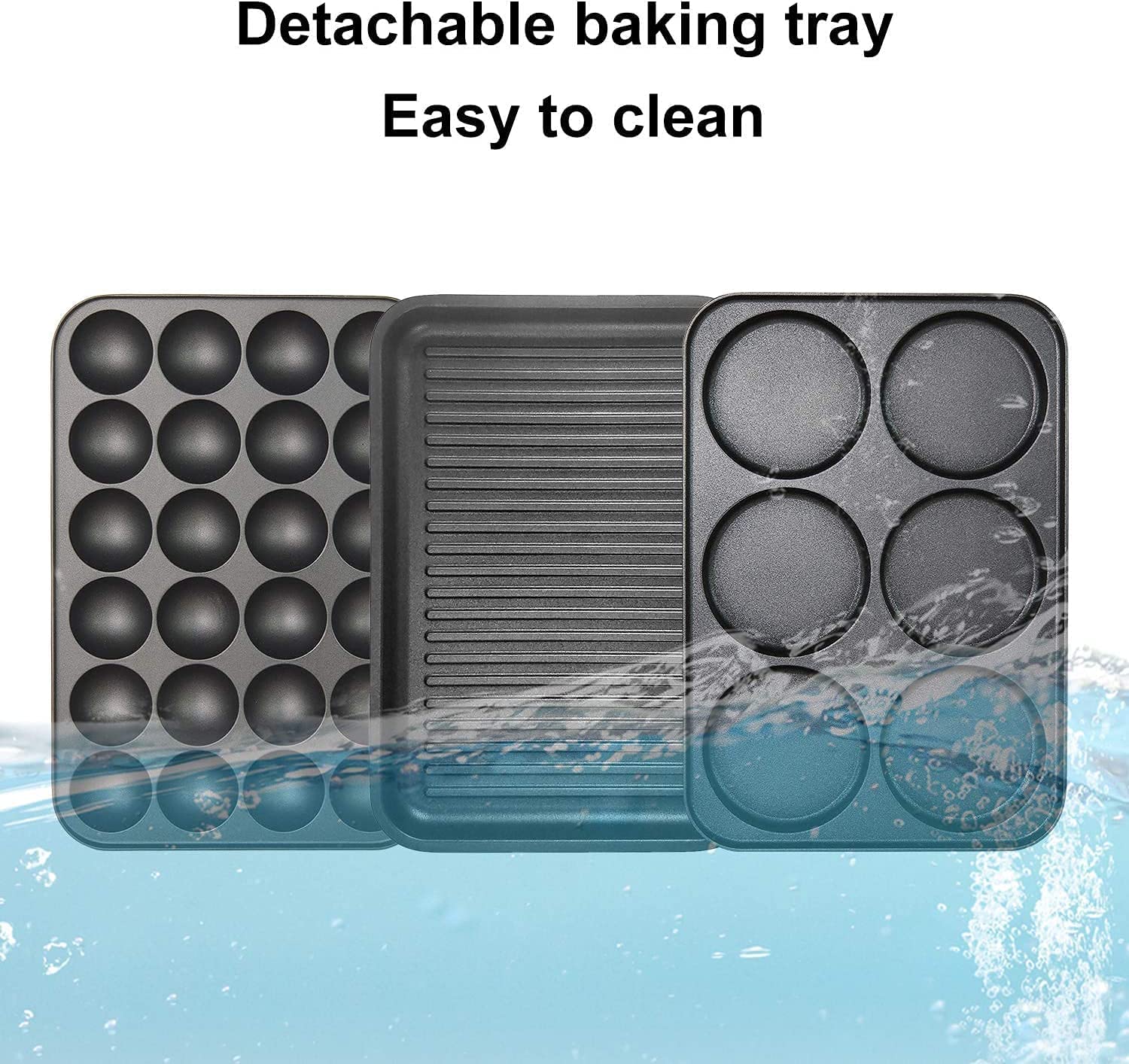 HeHoGoGo 3 in 1 Multifunctional Electric Griddle Electric Skillet Nonstick Baking Maker with 3 Interchangeable Pan Takoyaki Maker Cake Pop Maker Pancake Maker Red