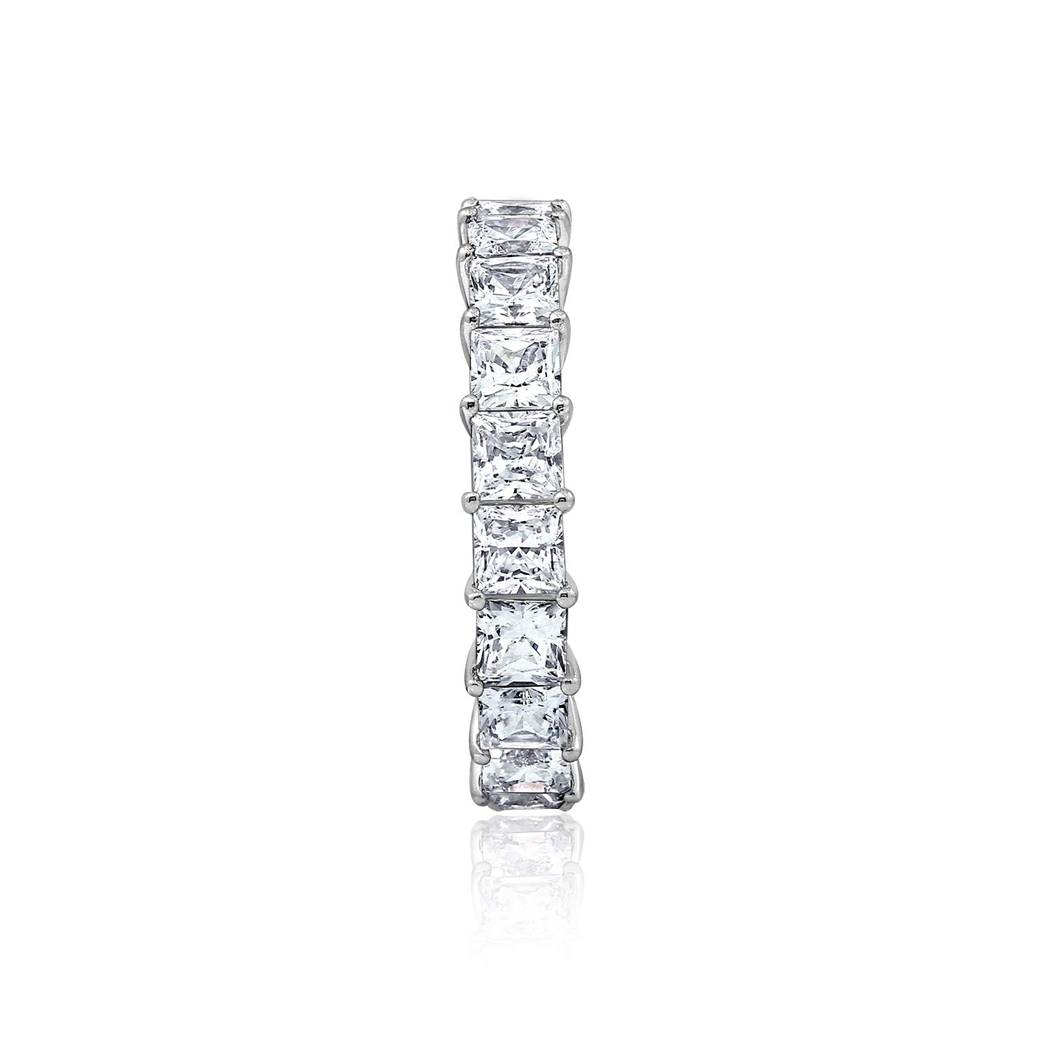 DIAMONBLISS Eternity Ring for Women 925 Sterling Silver Infinity Ring Band | 4.75 Carats Square Princess Cut Cubic Zirconia CZ Simulated Diamond, Size 6
