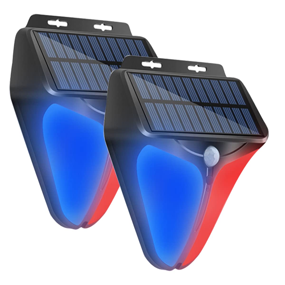 LEDHOLYT Solar Strobe Light with Sound, 4 Mode Outdoor Motion Sensor Alarm ,IP65 Waterproof Motion Sensor Siren 90db Warning Sound for Home Fence Farm Yard Garage.2Pcs