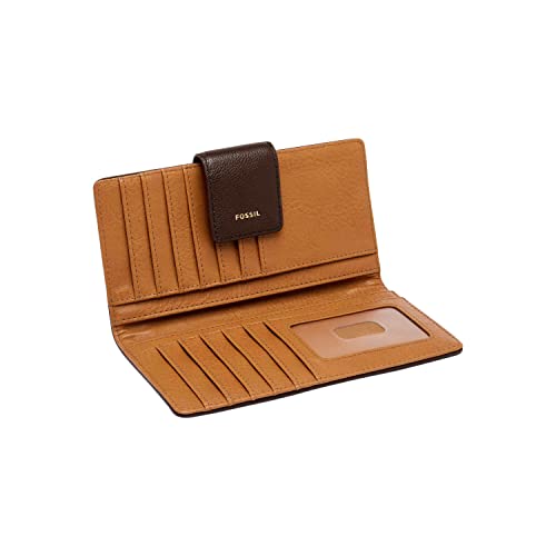 Fossil Women's Logan Suede Leather RFID Blocking Tab Clutch Wallet, Camel Corduroy Suede (Model: SL8246249)
