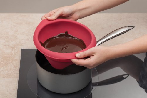 HIC Kitchen Rose Levy Beranbaum’s Baking Bowl Double Boiler, European-Grade Silicone, Red, 1.5-Quarts (6-Cups) Capacity