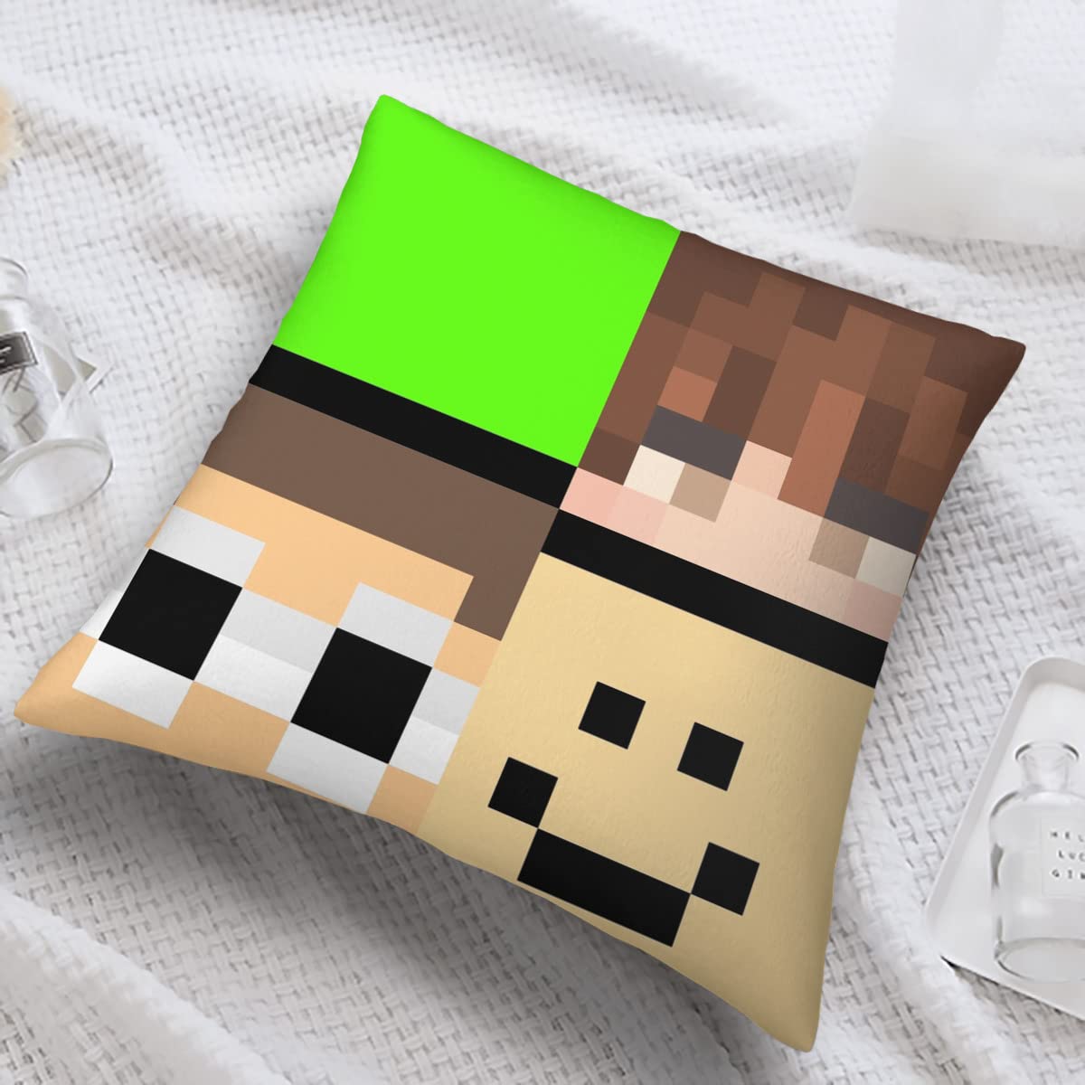 Dream, Karl, George, Quackity Dream SMP Skins DSMP Velvet Throw Pillow Covers Sofa Pillowcase Car Square Throw Pillowcases Home Decoration Game 18in*18in