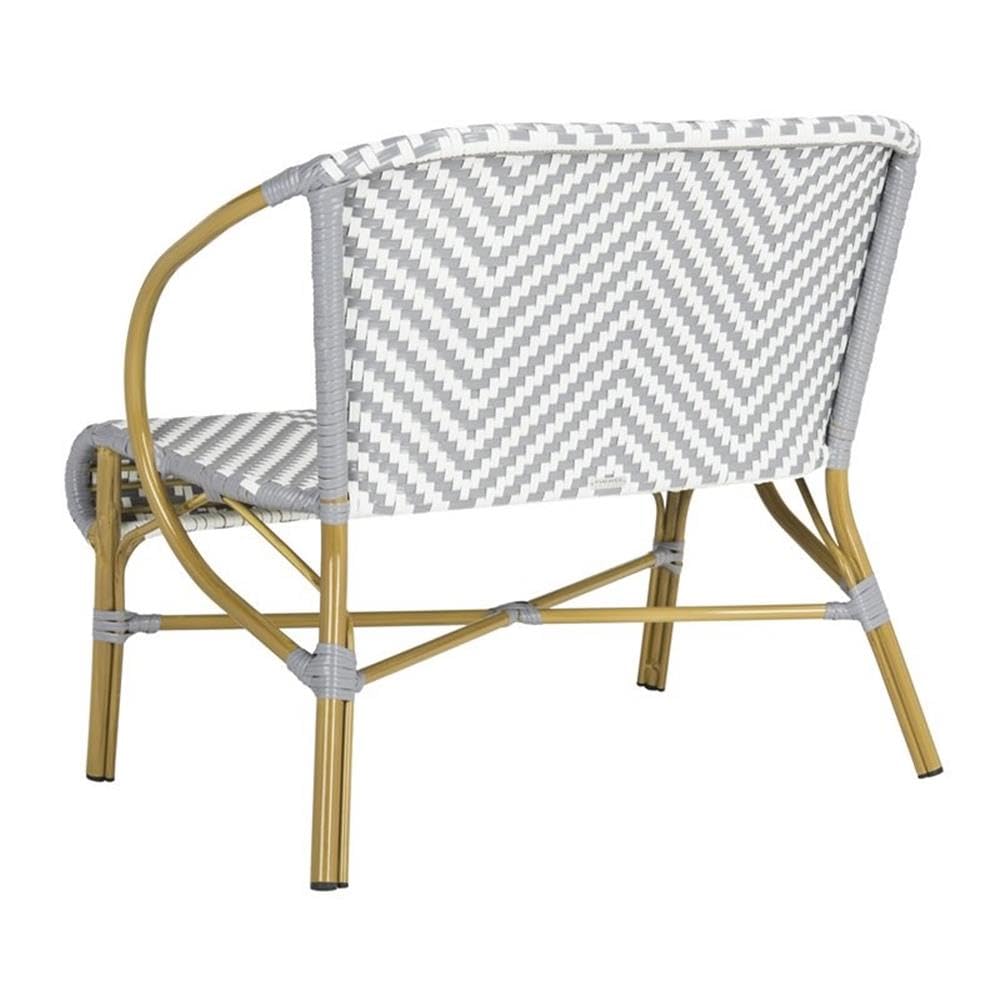 SAFAVIEH PAT4016A Outdoor Collection Dandra Navy and White Herringbone Rattan Settee