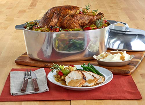 IMUSA USA Heavy Duty Cajun Oval Cast Aluminum Roaster 18", Silver