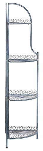 SAFAVIEH PAT5013C Outdoor Collection Abarrane Antique Blue Wrought Iron 4-Tier Corner Shelf