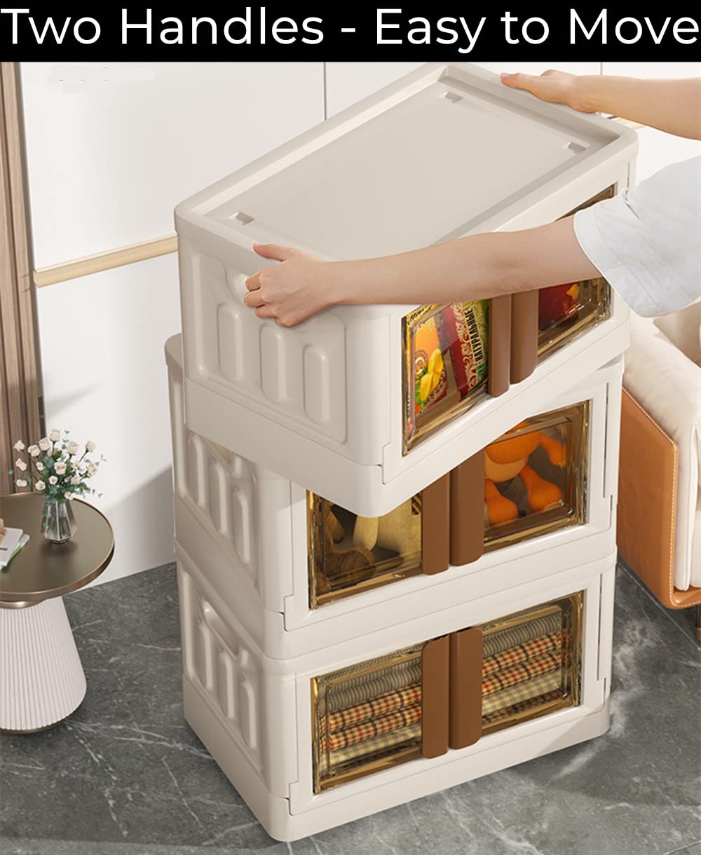 Fordonral 19 Gallon Collapsible Storage Bins with Lids, Stackable Storage Containers Boxes, Plastic Closet Organizers and Storage Bins for Organizing Clothes