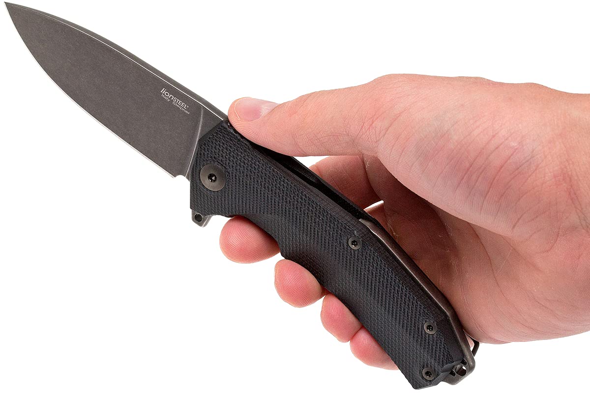 LionSTEEL KUR Folding EDC Pocket Knife, Full Sized Folder, Sleipner Steel Blade, G10 Handles – Lightweight Daily Carry Tool, Black G10 Black Blade