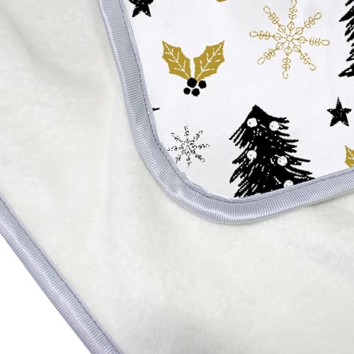 DreamBay Throw Blanket for Couch Sofa Bed Christmas Tree Holly Snow Lightweight Blankets for Home Office Camping Travel Cozy Blanket 50x60 inches Washable