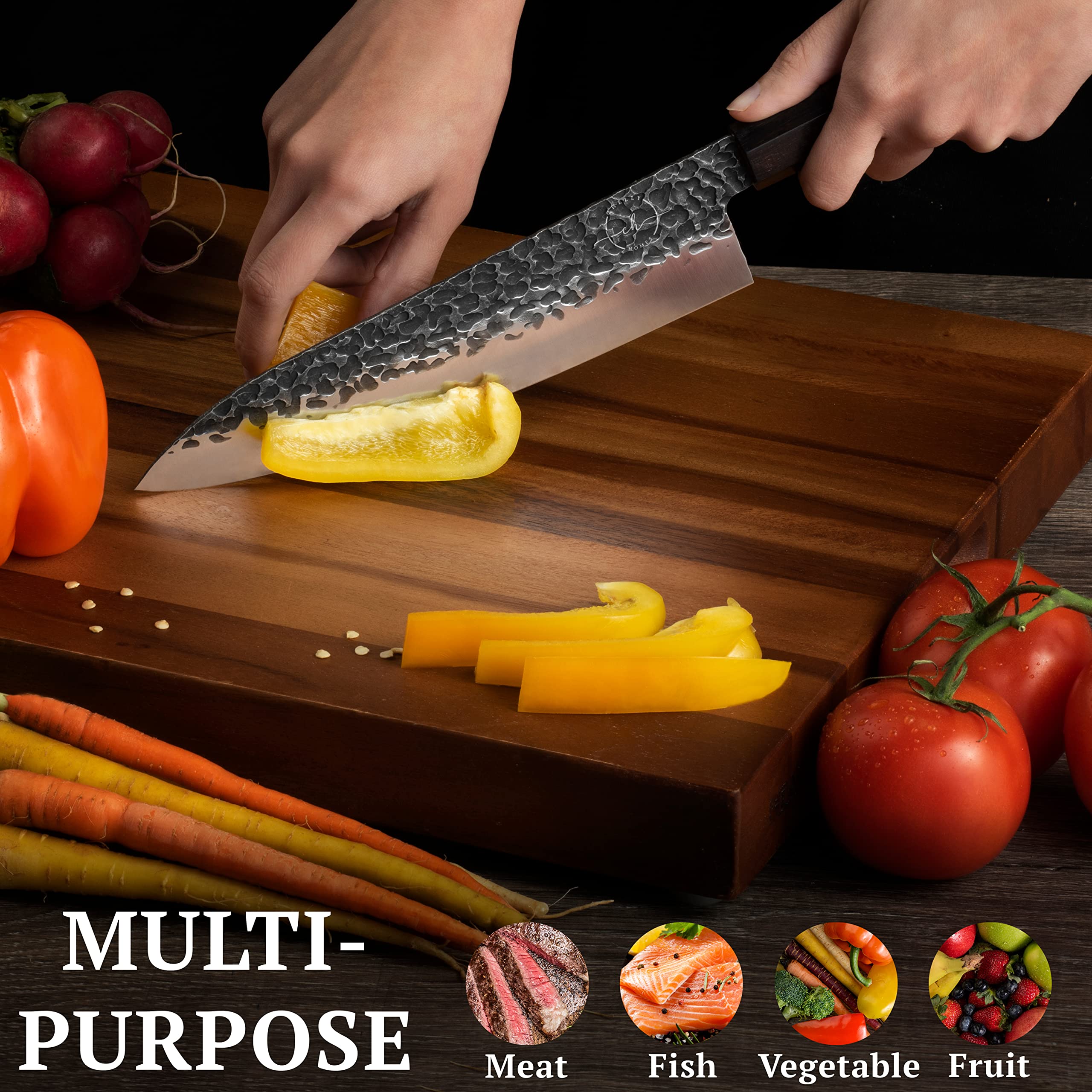 Japanese Chef Knife, 8 Inch Gyuto Chef Knife, 3 Layers 9cr18mov Clad Steel Chef Knife with Octagonal Handle, Professional Kitchen Knife For Home And Restaurant, sushi Knife - chefs Knife