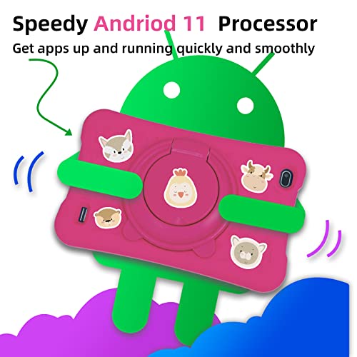 HAOVM Kids Tablet, 8 Inch Android 11.0 Tablet for Kids, 2GB RAM, 32GB ROM, Learning Apps - Pink Kid-Proof Case