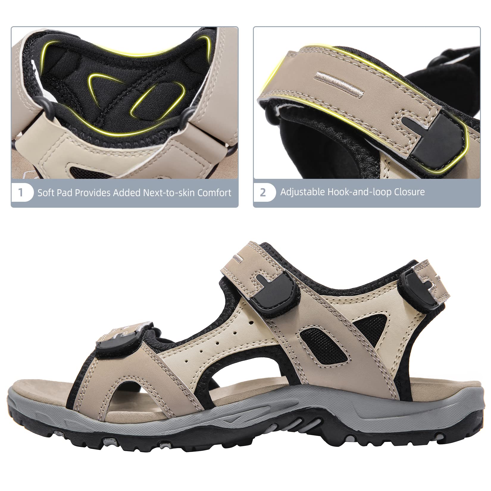 GOLDEN CAMEL Womens Waterproof Sandals Summer Lightweight Athletic Hiking Sandals with Arch Support Open Toe Outdoor Beach Water Sandals Black 6