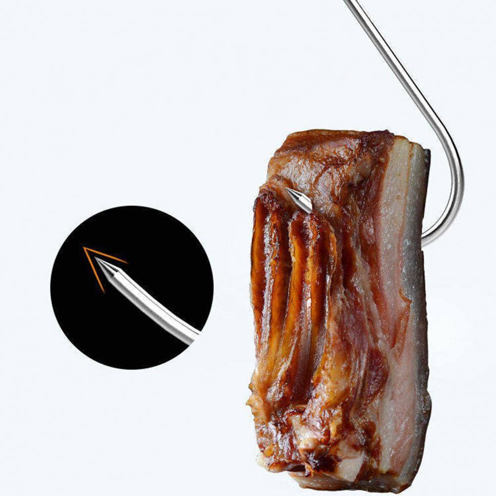 Meat Hooks,Premium Stainless Steel Butcher Hook Smoking Hooks, Meat Processing for Hanging, Butchering, Smoking, BBQ, Grilling, and Hanging Drying Tool (10Pcs 7Inch(4.6mm))