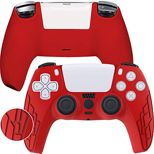 Game Rig PS5 Controller Cover - Dualsense Silicon Skin - Anti-Slip 100% Compatible Case - 360 Degree Gamepad Protector Red