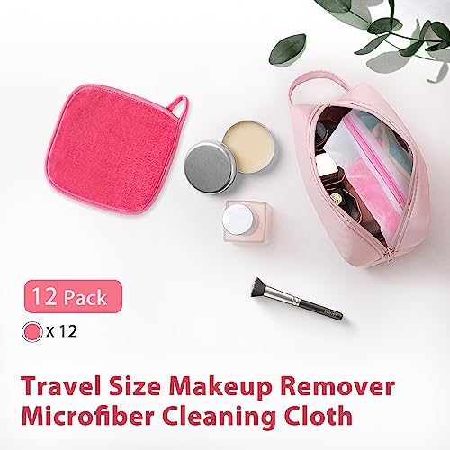 NATWAG | Reusable Update Makeup Removing Microfiber Cloth for Sensitive Skin | Washable Makeup Remover Towels | Natural Facial Cleansing Towels (6βx 6β, 12 Pack/Pink)