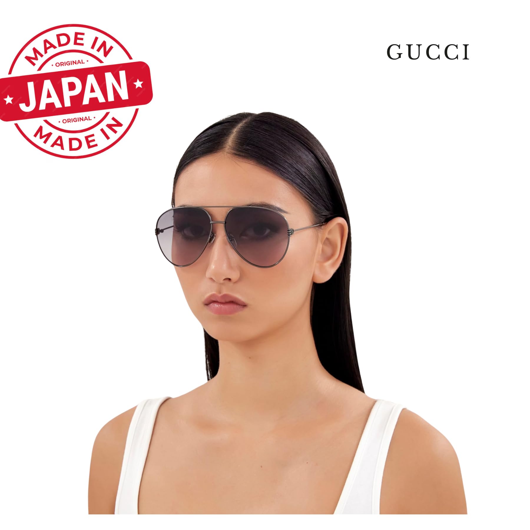 Gucci GG1280S Designer Lightweight Metal Aviator Shape Sunglasses: Aviator Frame Eyewear with Non-Polarized Lenses - Epitome of Luxury and Style