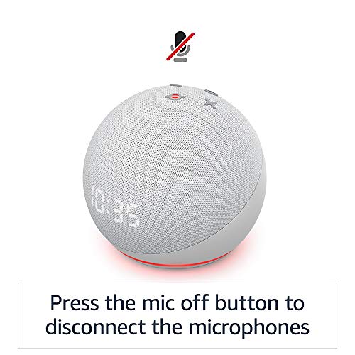 Echo Dot (4th Gen) with Clock | Glacier White with Sengled Bluetooth Color bulb | Alexa smart home starter kit