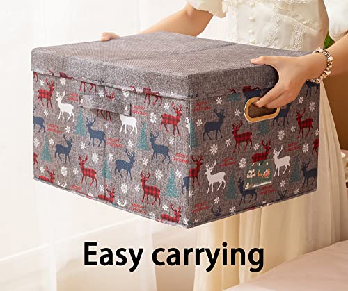 Nopuper Large Toy Box Storage Organizer with Lid,2 Packs, Foldable Shelf Storage Bins, Sturdy PP Interlayer,Hard Bottom and Sides, 20"*16"*12"