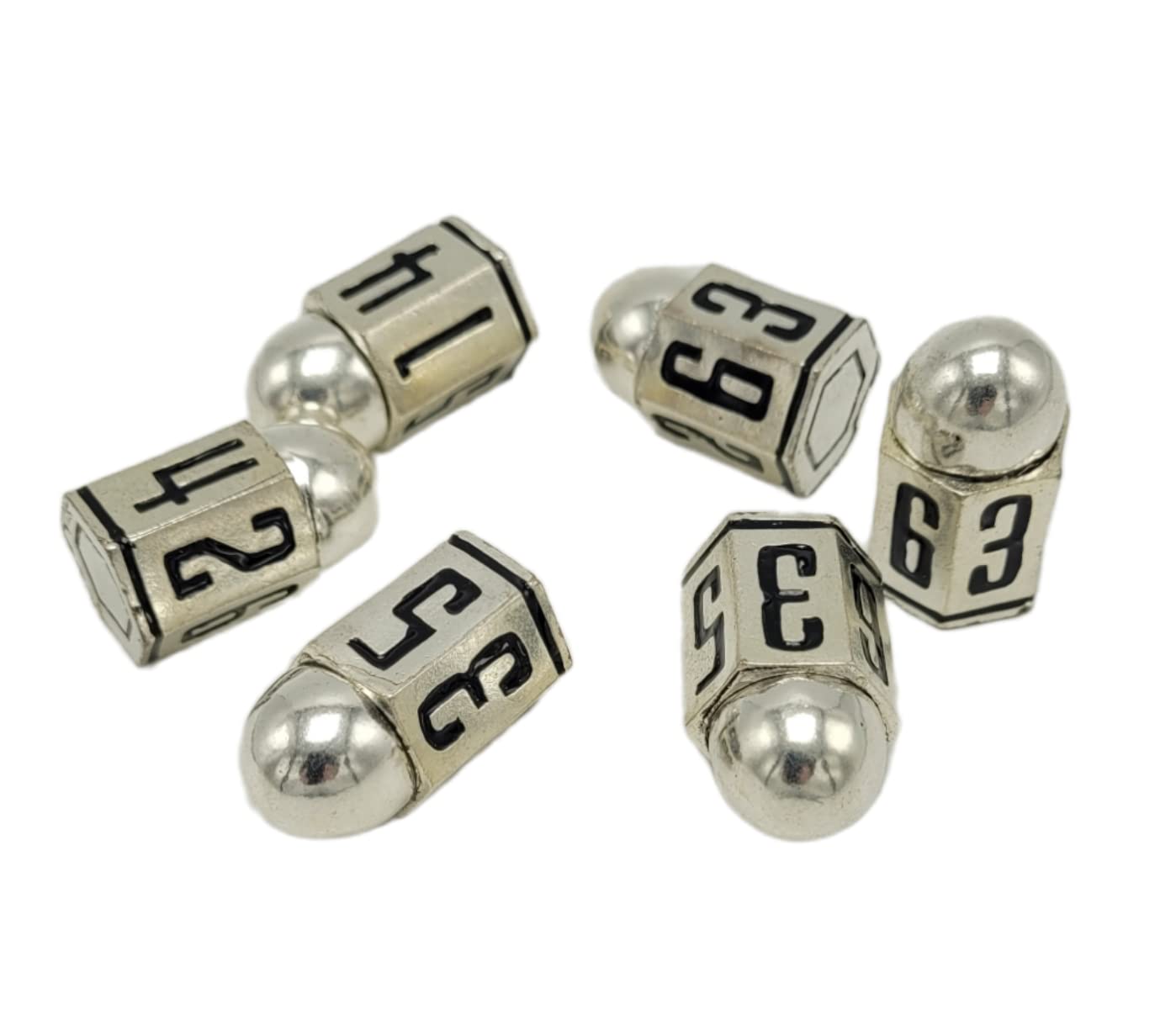 JGFinds Bullet Metal Dice Set - Six Large D6 Role Playing Dice - for D&D, Warhammer 40k, MTG, RPG Mob Themed Tabletop and Board Games - Oversized Molded Six Sided Polyhedral Damage Tracker or Counter