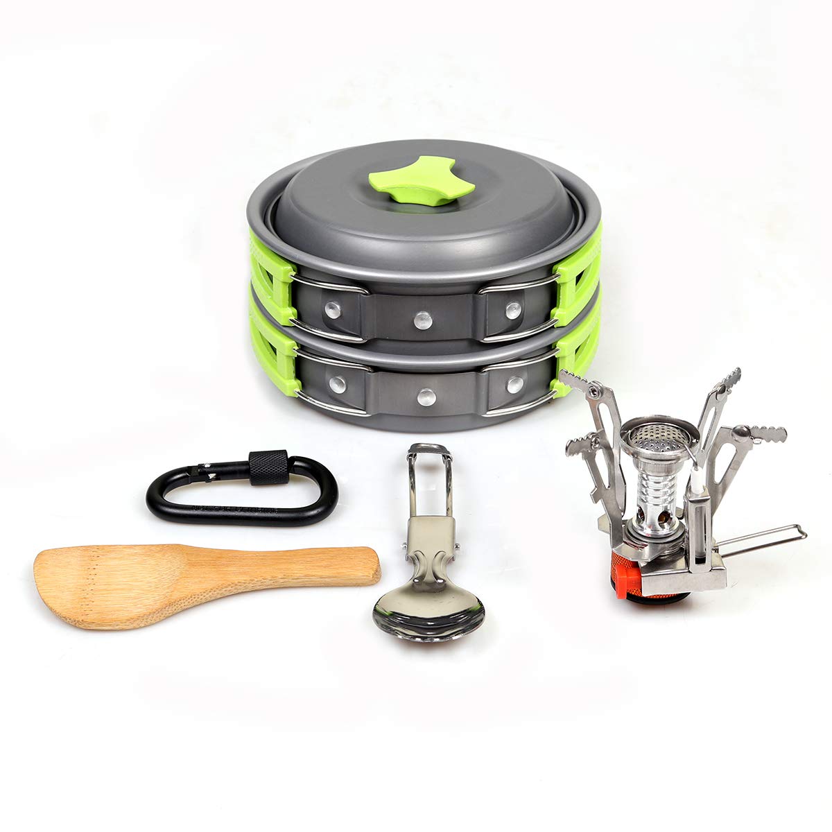Goetland 12 Pcs Camping Cookware Set Mess Kit Backpacking Cookset Outdoor Hiking Picnic Non-Stick Cooking Anodized Aluminum Pot Pans Folding Utensils